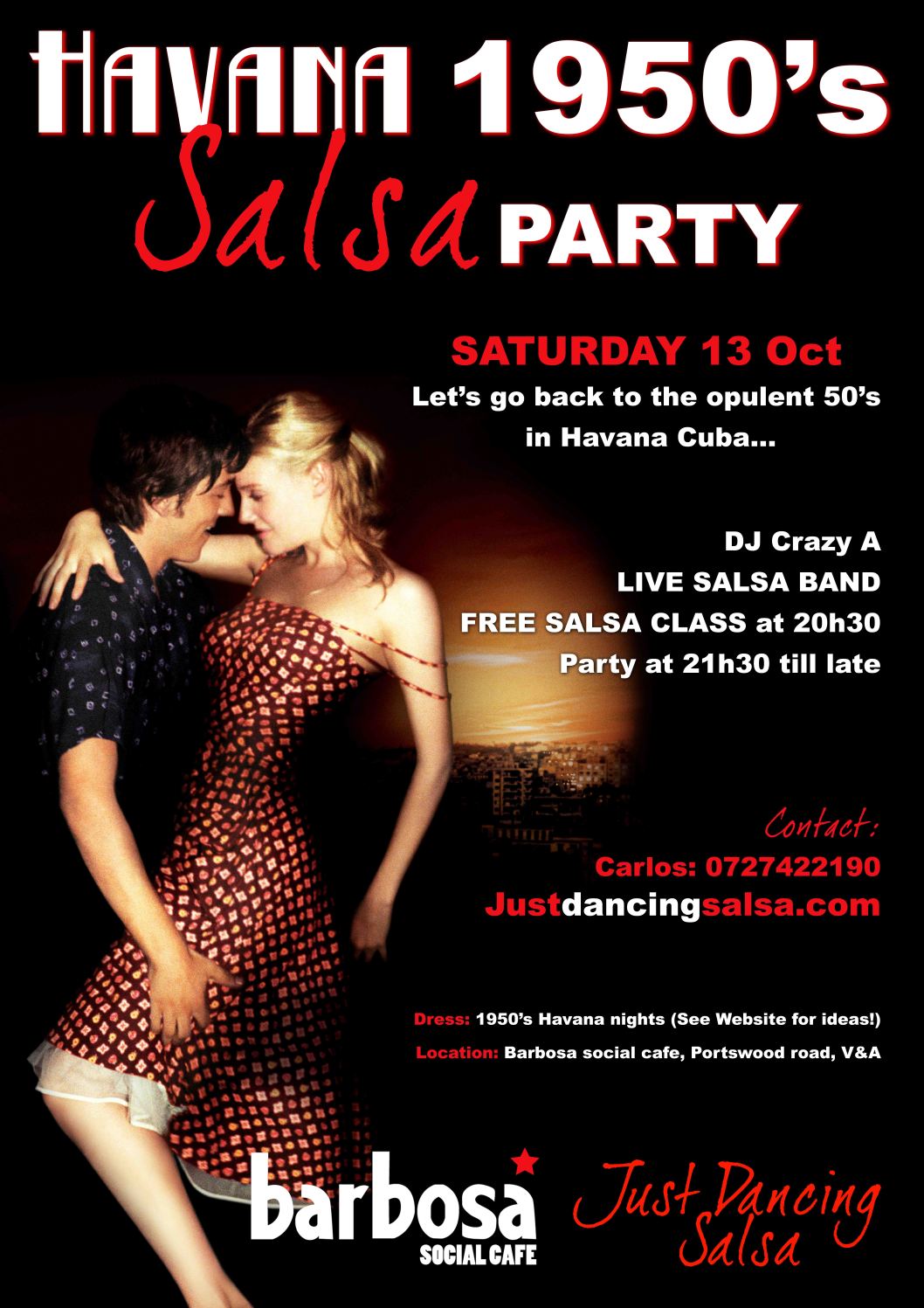 1950’s Havana Salsa Party!!- 13 October! | Just Dancing Salsa~ Cape Town